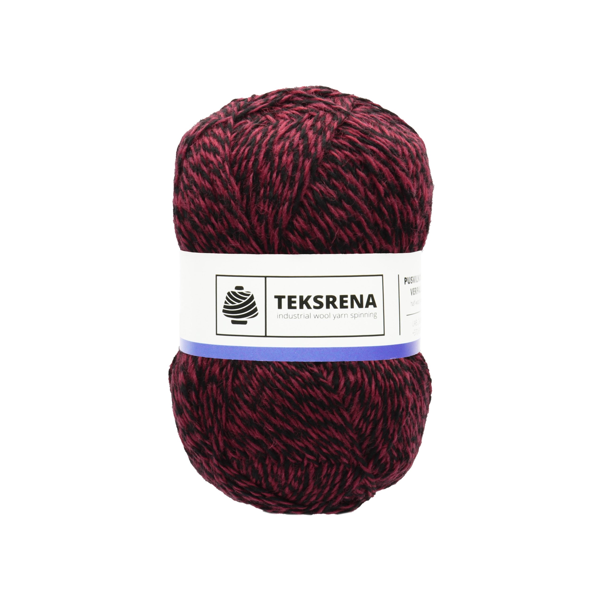 Nm 7/2 vilna/poliesters 80%/20% /Teksrena/ #865 "Vīna sarkans ar melnu ...