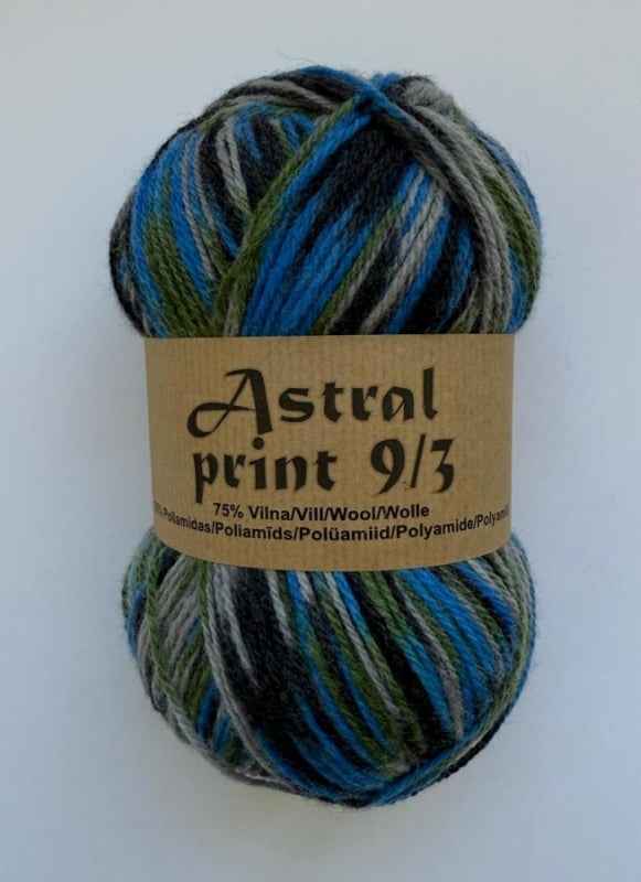 Astral Print 9/3 /Midara/ zeķu dzija 100g 300m #650 – LatvianCrafts